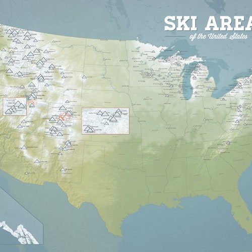 US Ski Resorts Map 24x36 Poster | Etsy