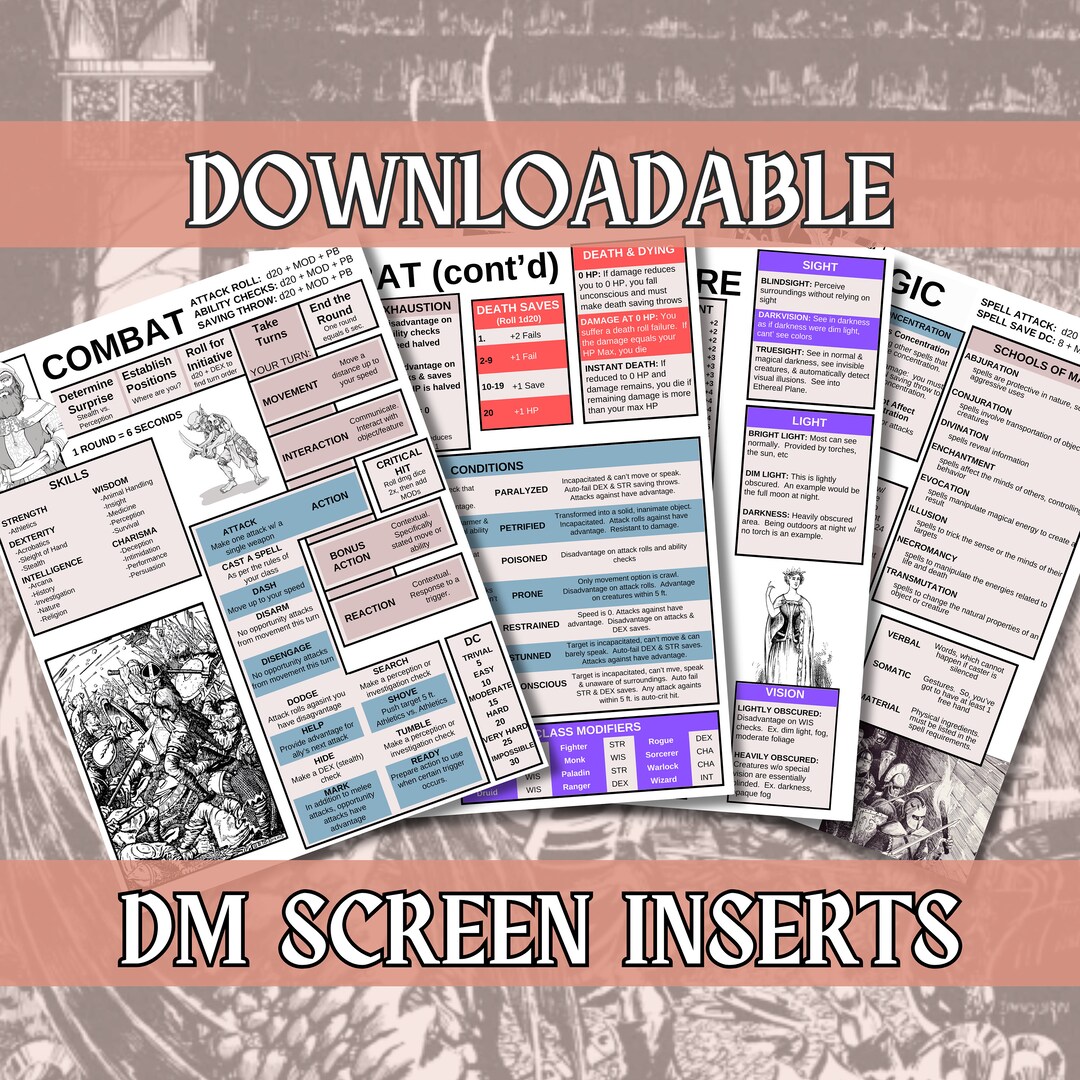 Printable Dungeons & Dragons Classic Dungeon Master Screen Inserts [DIGITAL DOWNLOAD] - Etsy