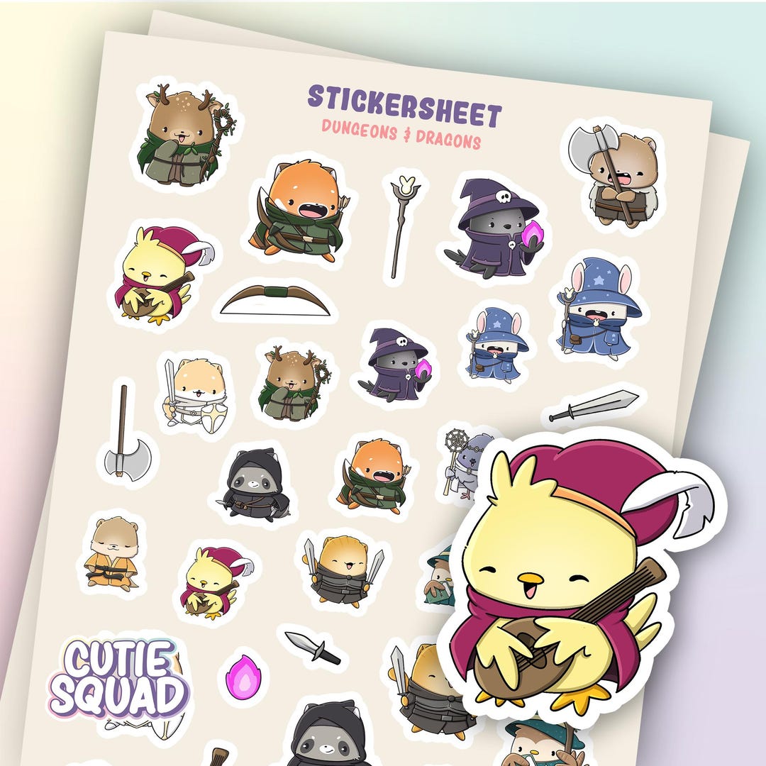 Kawaii Dnd Stickers, Dungeons & Dragons, RPG Stickers, Tabletop Gaming ...