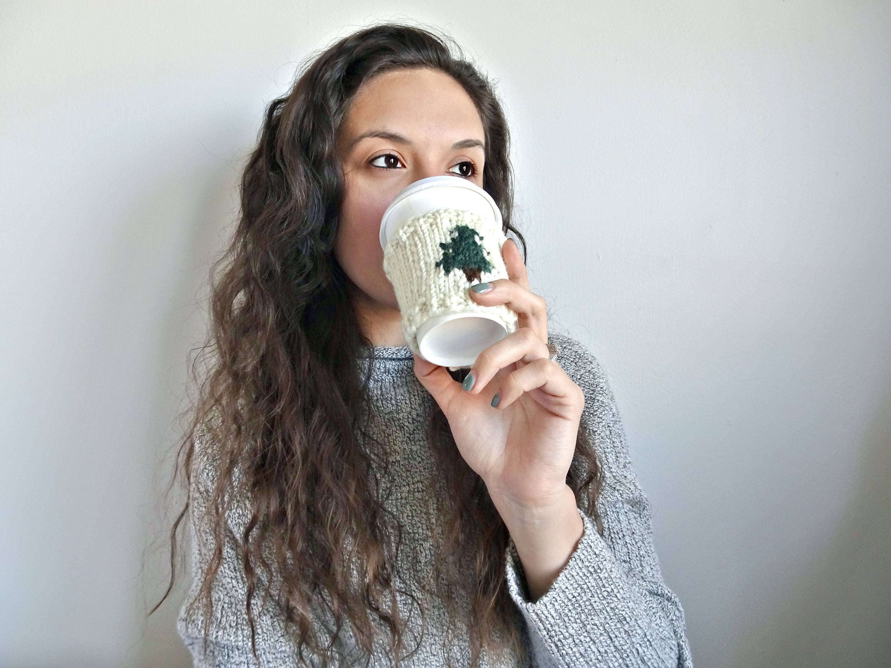 KNITTING PATTERN • Knit Coffee Cozy Sleeve Pattern • Coffee Cozy Knit ...