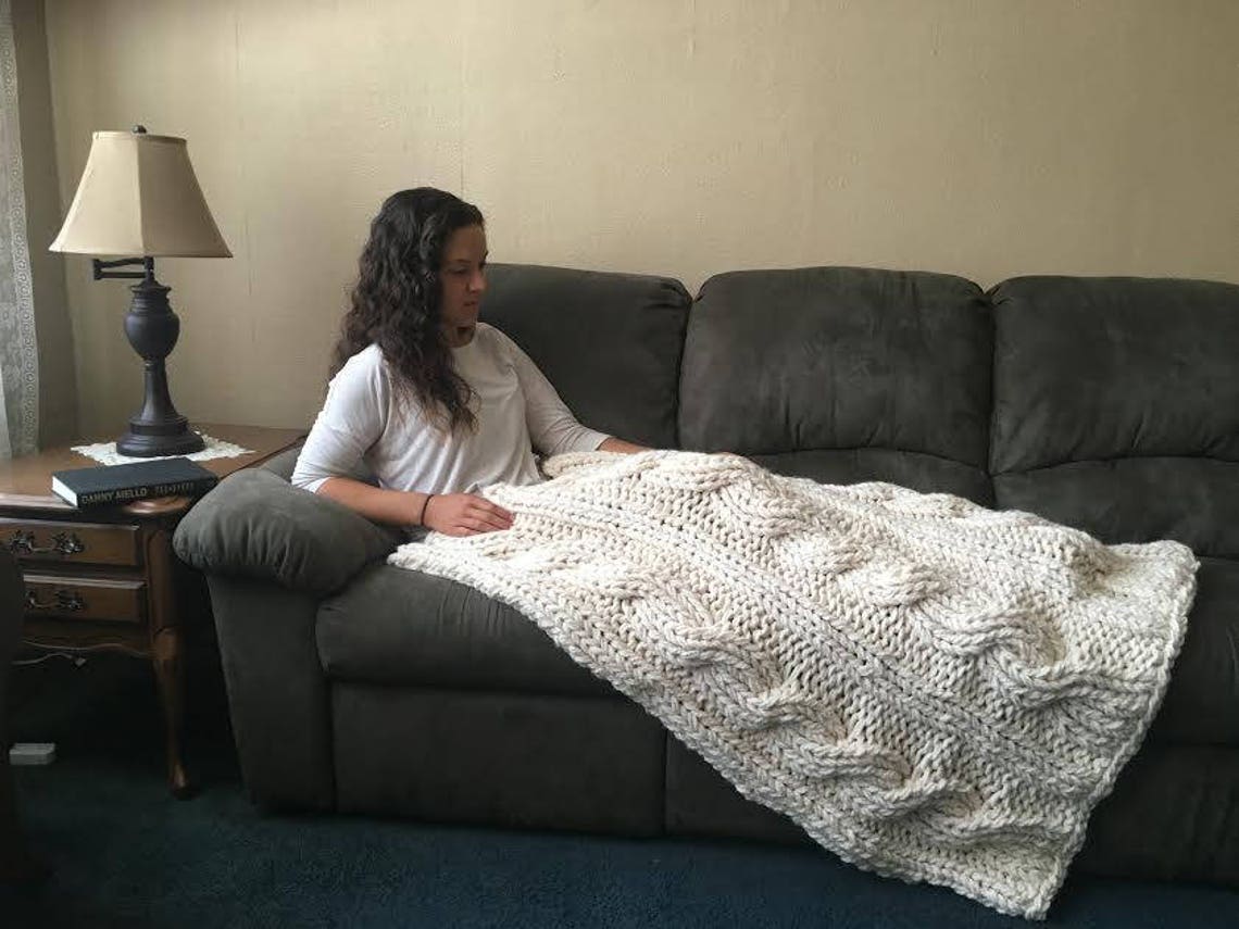 KNITTING PATTERN Chunky Cable Knit Blanket Cable Knit - Etsy