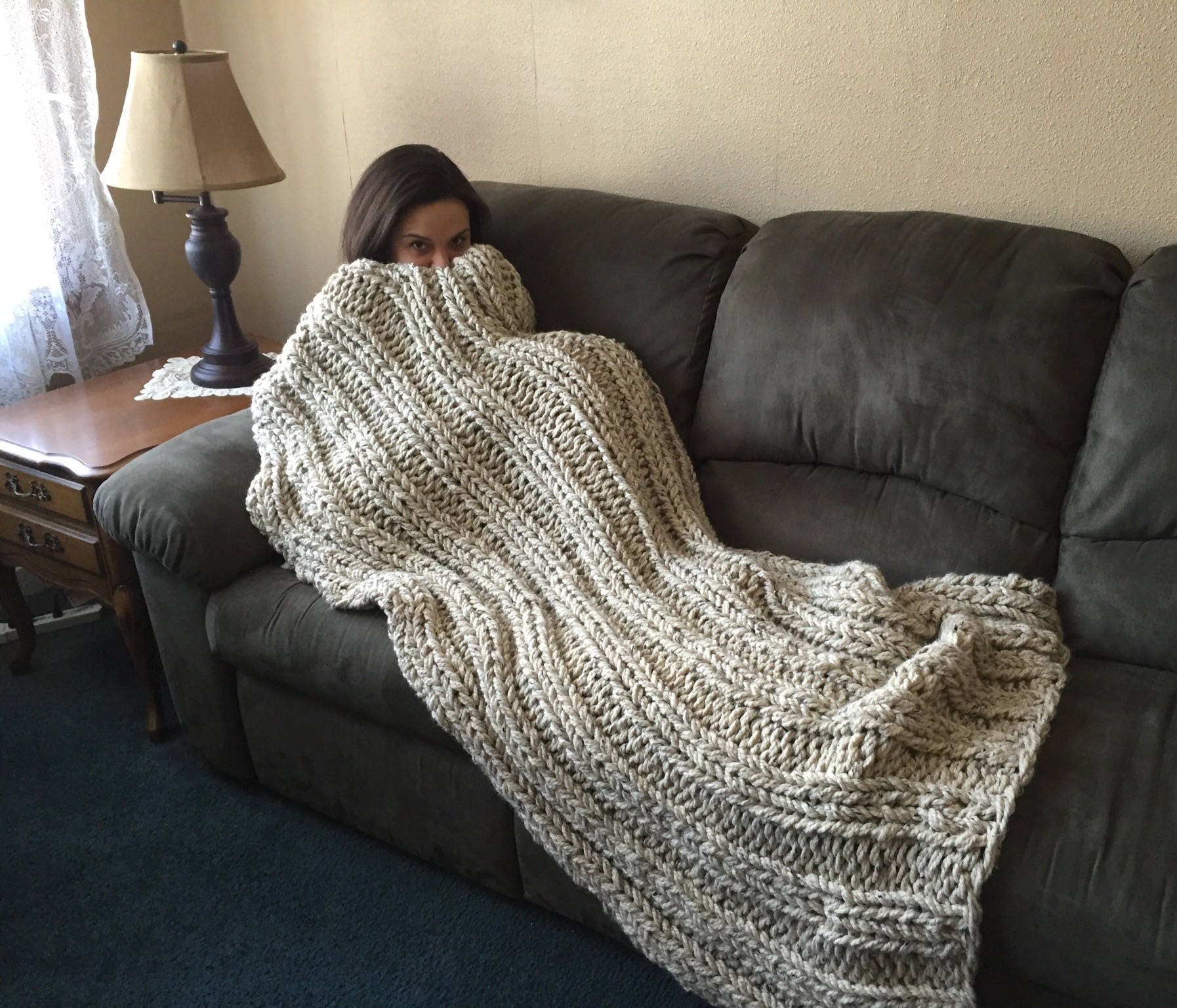 KNITTING PATTERN Chunky Knit Blanket Knit Blanket Pattern Chunky ...
