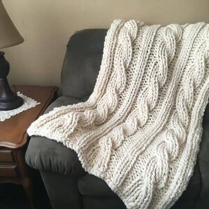 KNITTING PATTERN Chunky Cable Knit Blanket • Cable Knit Blanket Pattern ...