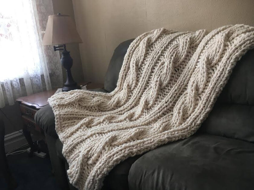 KNITTING PATTERN Chunky Cable Knit Blanket • Cable Knit Blanket Pattern ...