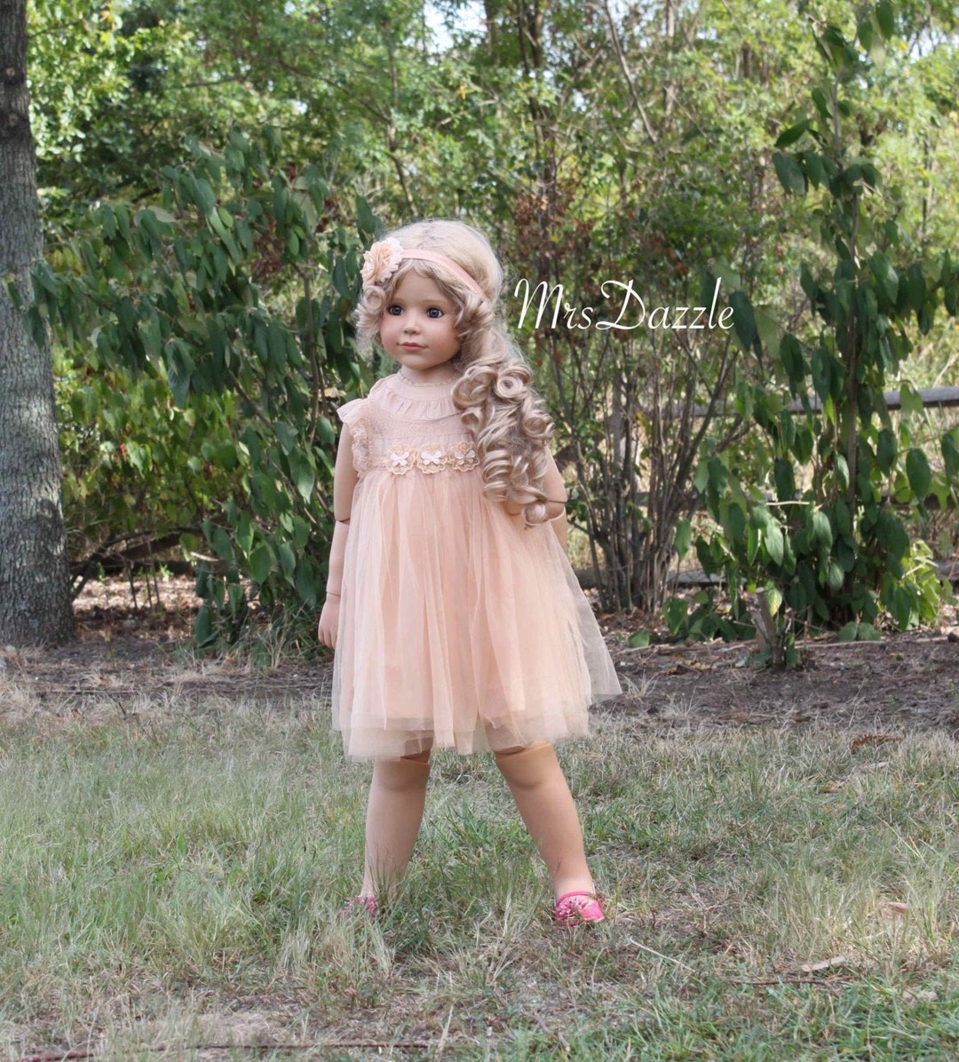 Beige Flower Girl Dress,cream Flower Girl Dress,country Flower Girl ...