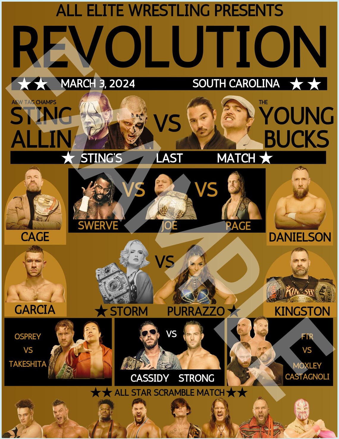 AEW Revolution 2024 Fight Card Poster - Etsy
