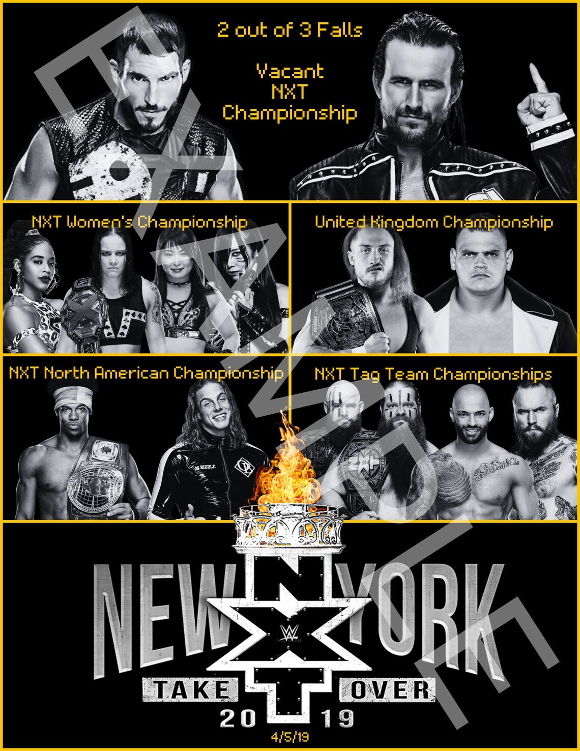 NXT Takeover: New York Fight Card Wrestling Print - Etsy