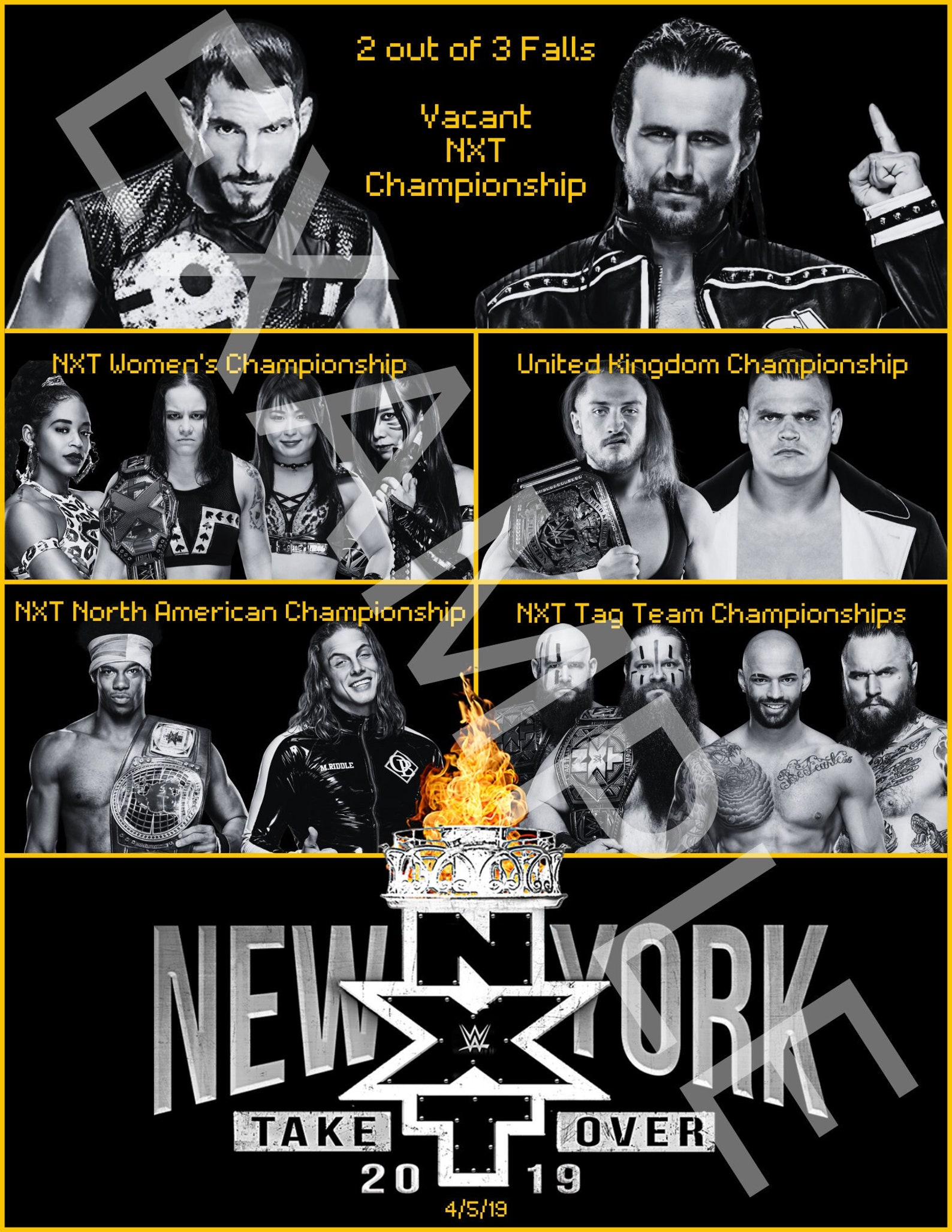 NXT Takeover: New York Fight Card Wrestling Print - Etsy