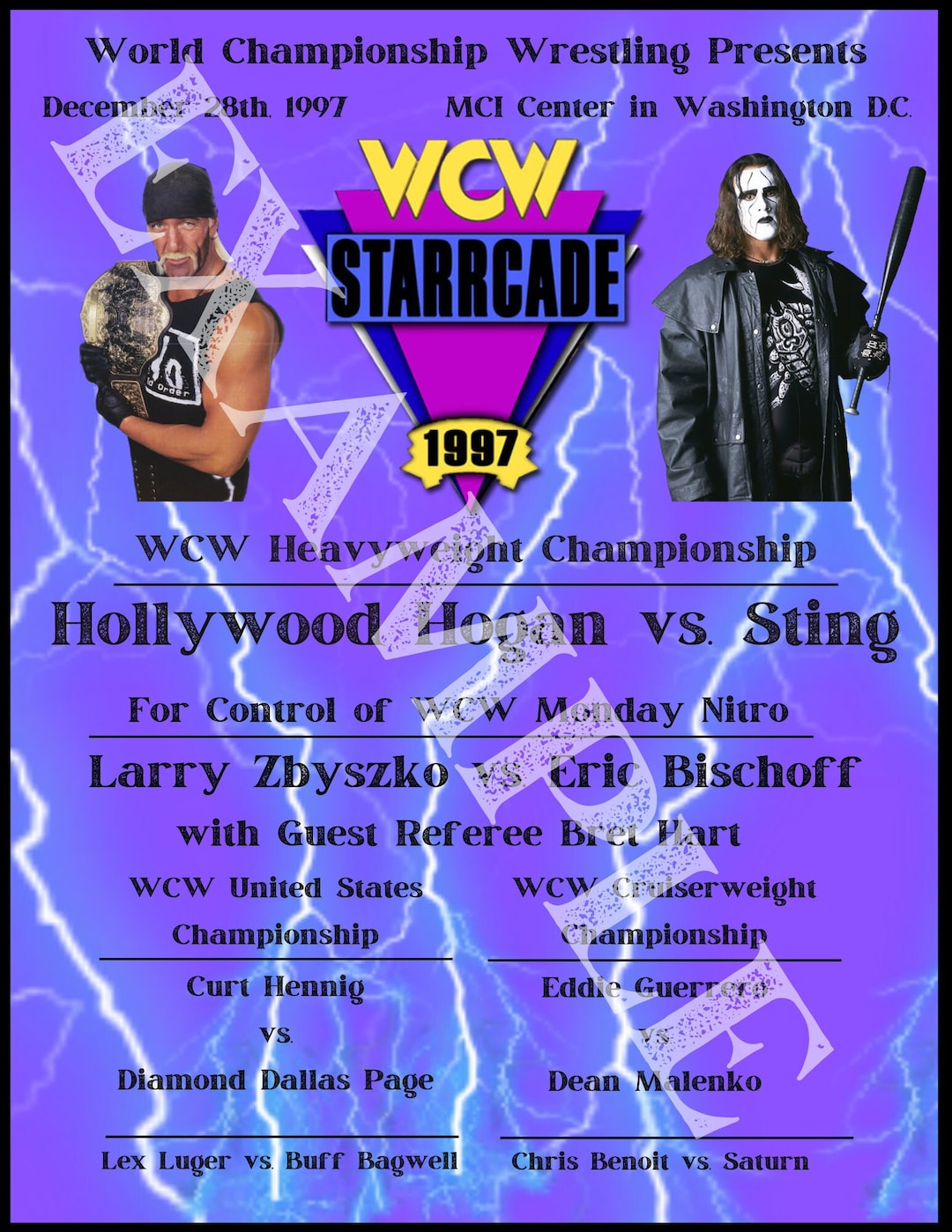 WCW Starrcade 1997 Fight Card Wrestling Print - Etsy