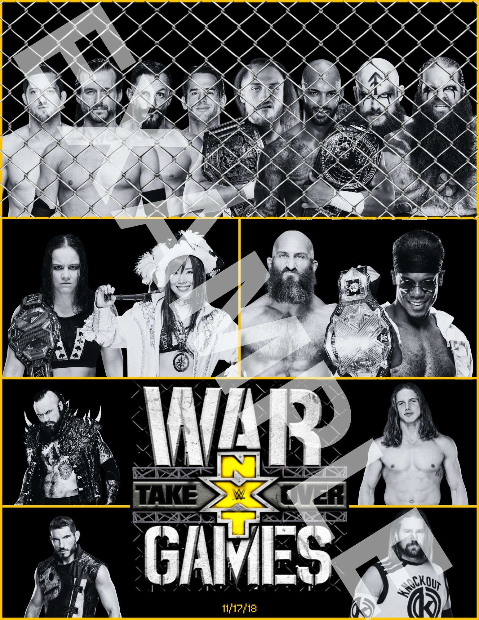 NXT Takeover: Wargames 2018 Fight Card Wrestling Print - Etsy