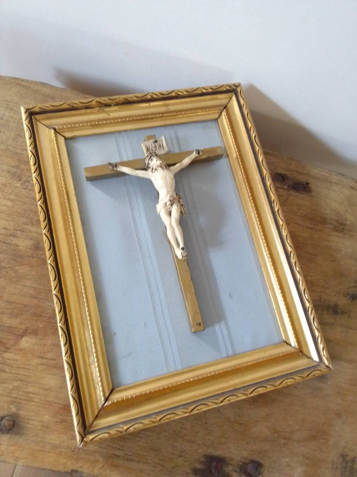 Vintage Wall Crucifix Original Frame Religious Kitchen Meaningful Gift ...