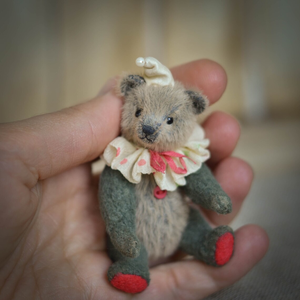 Artist Teddy Bear Collin 3in for Dollhouse - Etsy