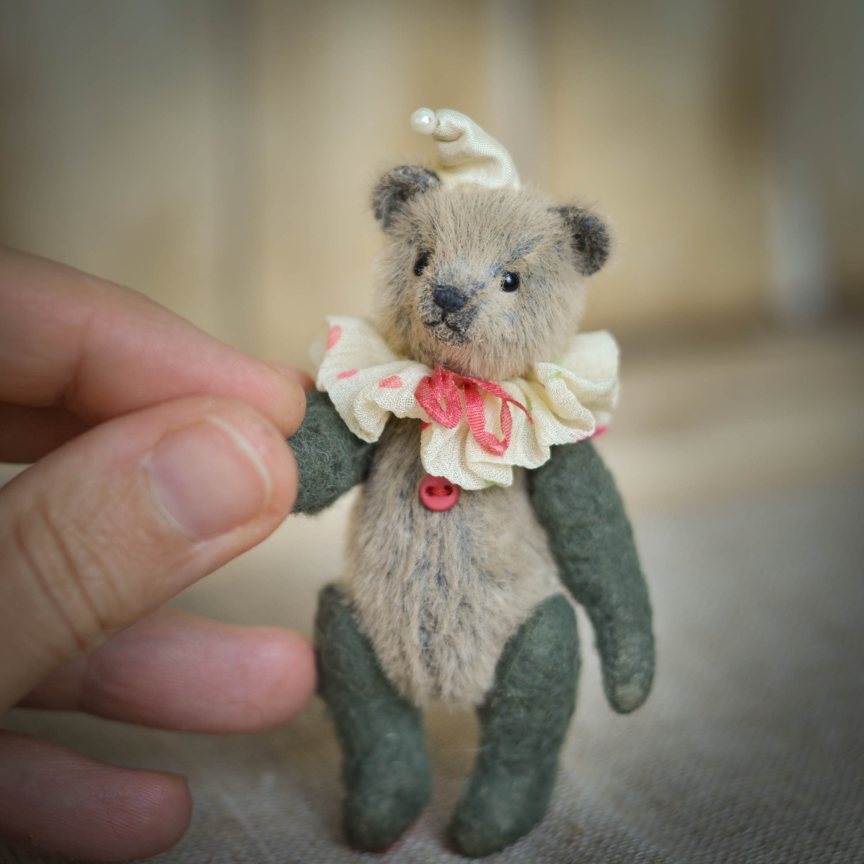 Artist Teddy Bear Collin 3in for Dollhouse - Etsy