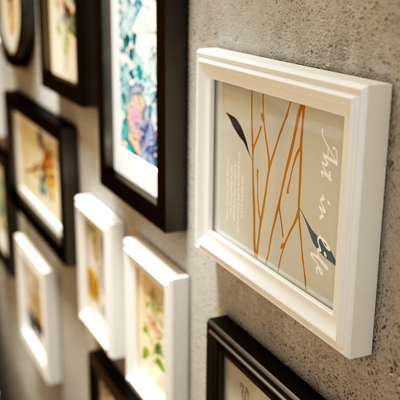 14 Pieces/set Solid Wood Picture Photo Frame Set White Black - Etsy