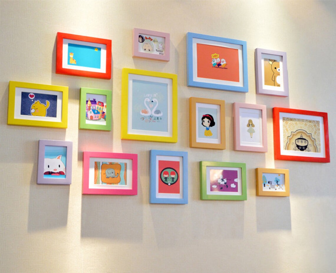 15 Pieces/set Solid Wood Picture Frame Set Colorful Frame - Etsy