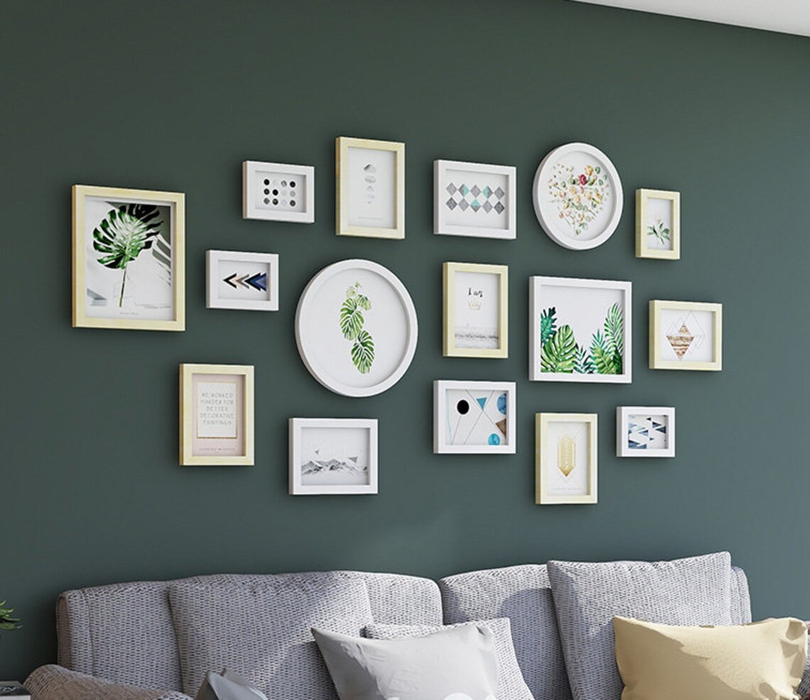 16 Pieces/set Solid Wood Picture Photo Frame Set Black White - Etsy