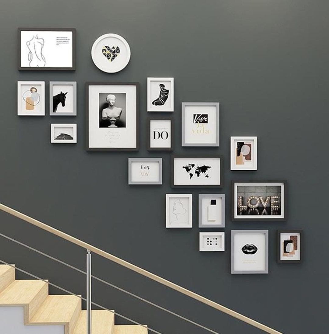 18pieces/set Wood Picture Frame Set Black Brown Photo Frame Combination ...