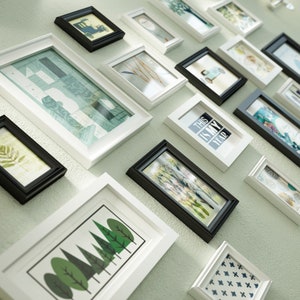 17 Pieces/set Wood Picture Photo Frame Set White Blue Mixed Wall ...