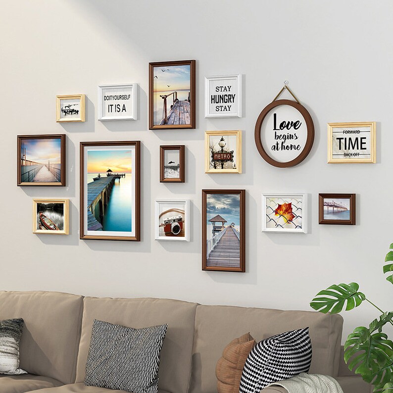 15 Pieces/set Solid Wood Picture Frame Set White Black Brown - Etsy