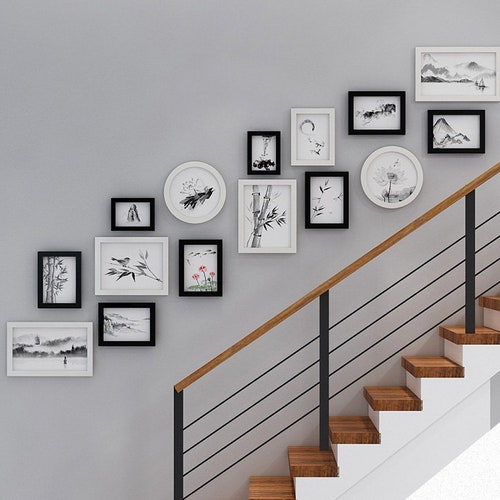 20 Pieces/set Wood Picture Frame Set Black White Retro Wall - Etsy