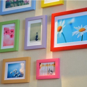 15 Pieces/set Wood Picture Photo Frame Set Colorful Different Size ...