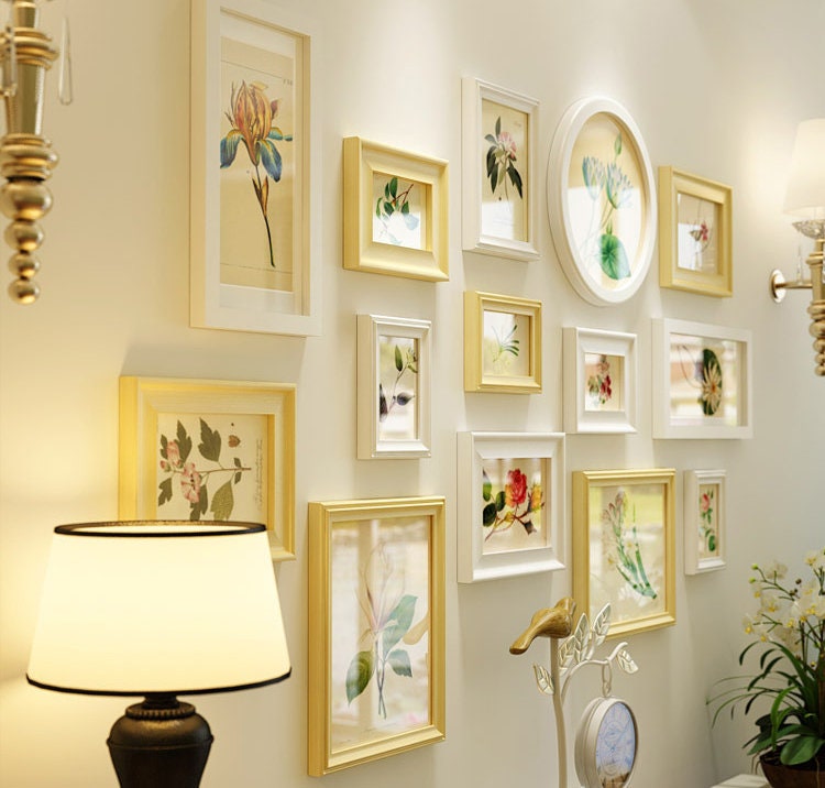 14 Pieces/set Solid Wood Picture Frame Set White Orginal Wall Hanging ...