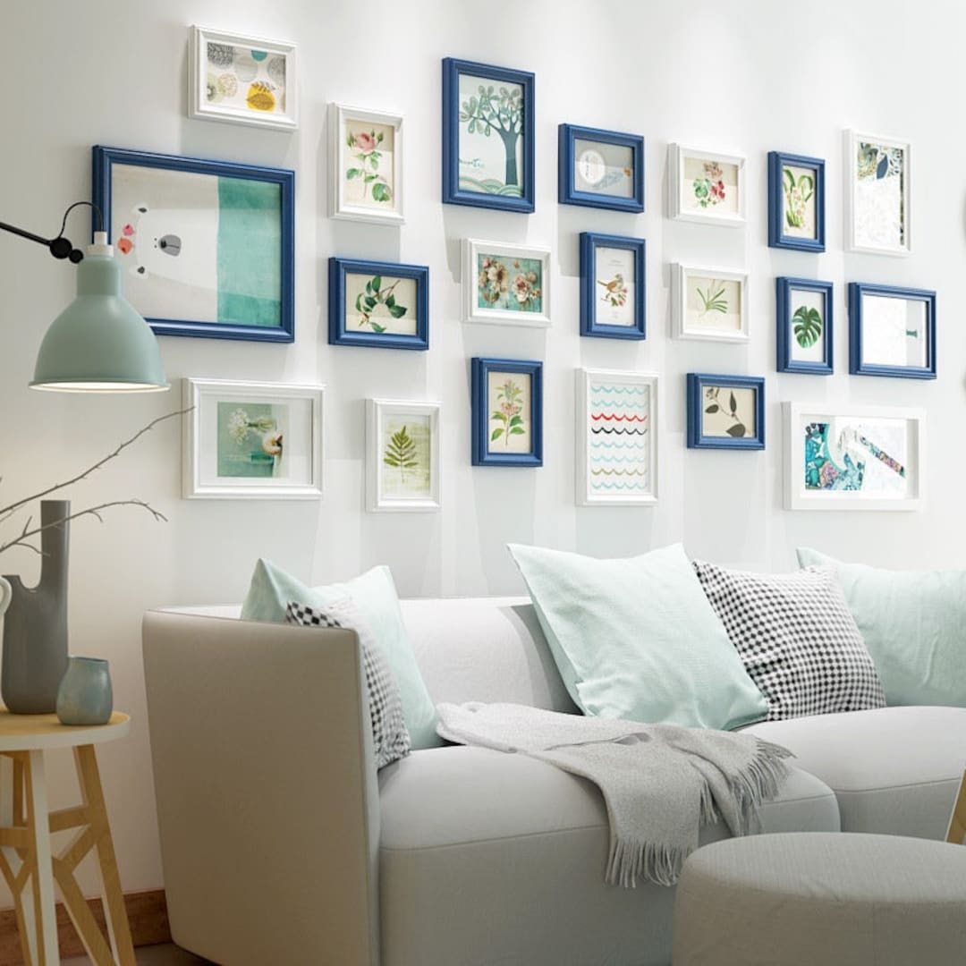 20 Pieces Wood Picture Frame Set Photo Frame Combination Living Room ...