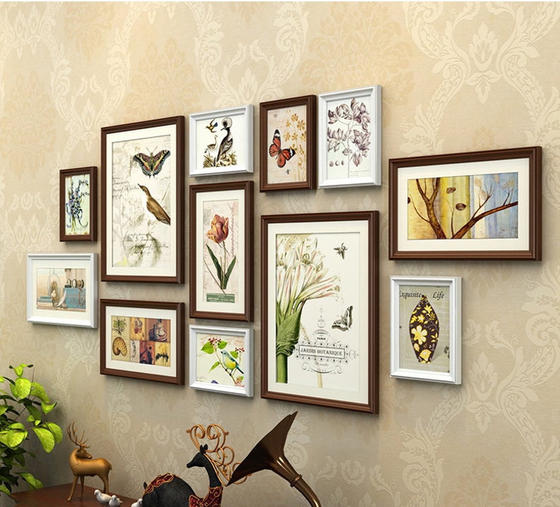 12 Pieces/set Solid Wood Picture Frame Set Retro Brown - Etsy