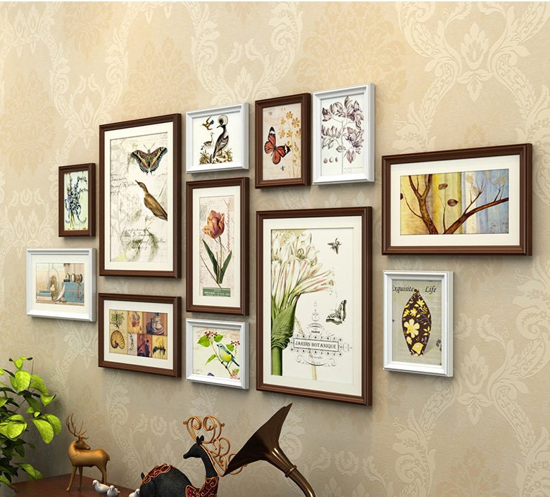 12 Pieces/set Solid Wood Picture Frame Set Retro Brown - Etsy