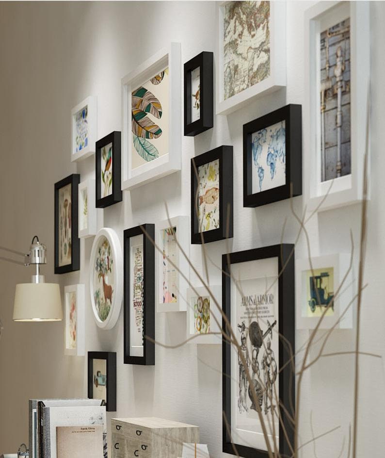 18 Pieces/set Solid Wood Picture Photo Frame Set White Black Mixed ...