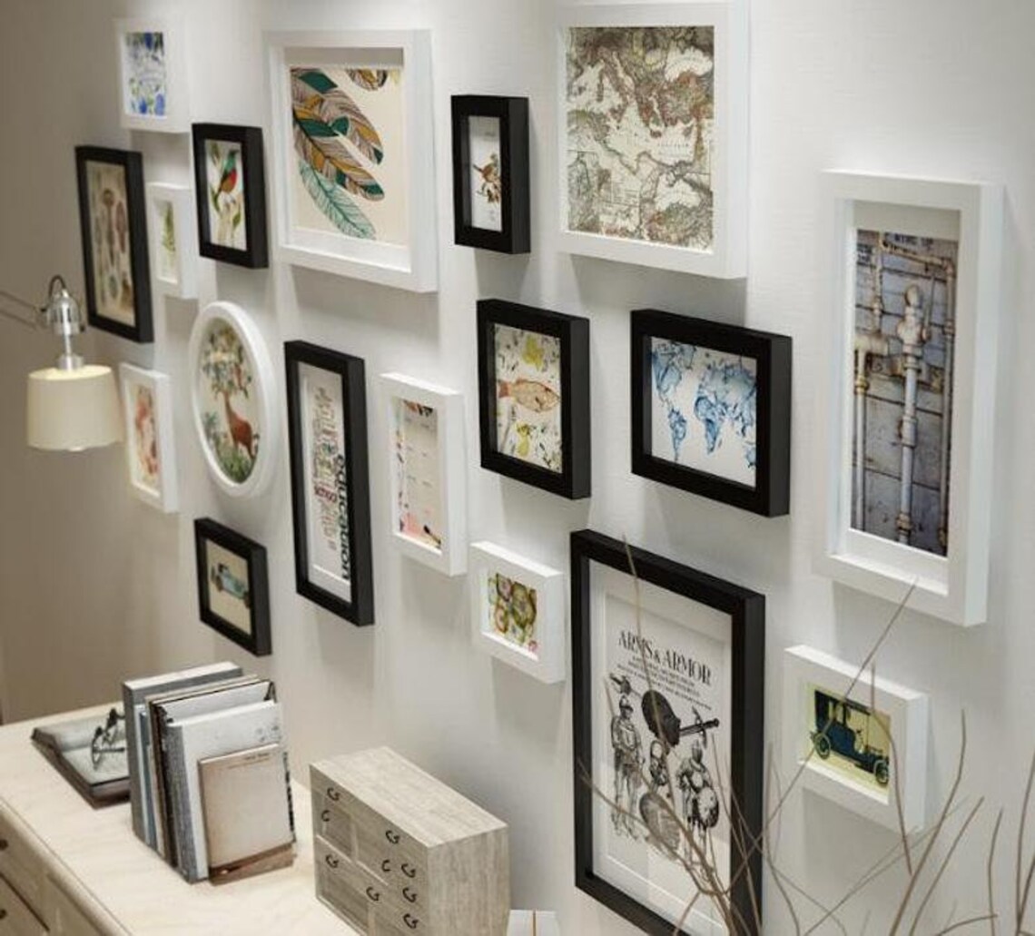 18 Pieces/set Solid Wood Picture Photo Frame Set White Black | Etsy