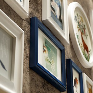 14 Pieces/set Solid Wood Photo Frame Set White Blue Wall Hanging ...