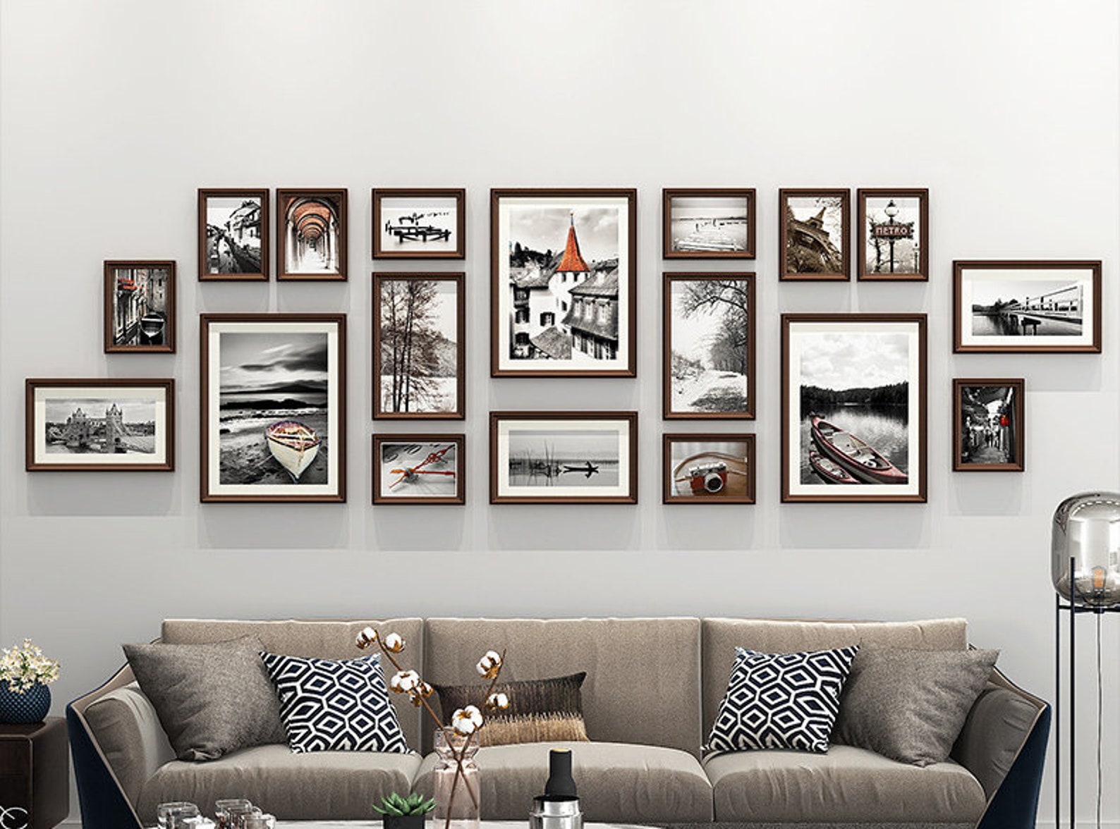 18 Pieces/set Solid Wood Picture Photo Frame Set Vintage Brown | Etsy