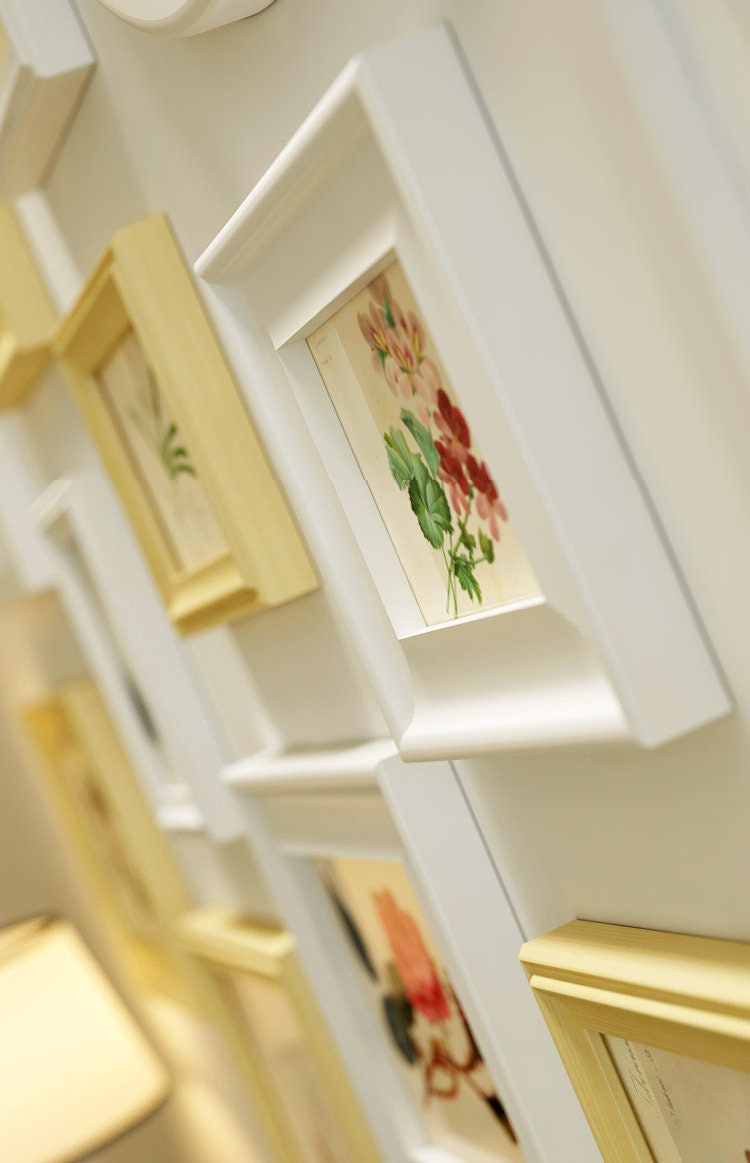 14 Pieces/set Solid Wood Picture Frame Set White Orginal Wall Hanging ...