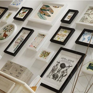 18 Pieces/set Solid Wood Picture Photo Frame Set White Black Mixed ...