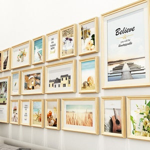 20pieces/set Solid Wood Picture Photo Frame Set Vintage Brown Orginal ...