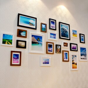 20 Pieces/set Solid Wood Picture Frame Set White Black Brown Color Wall ...