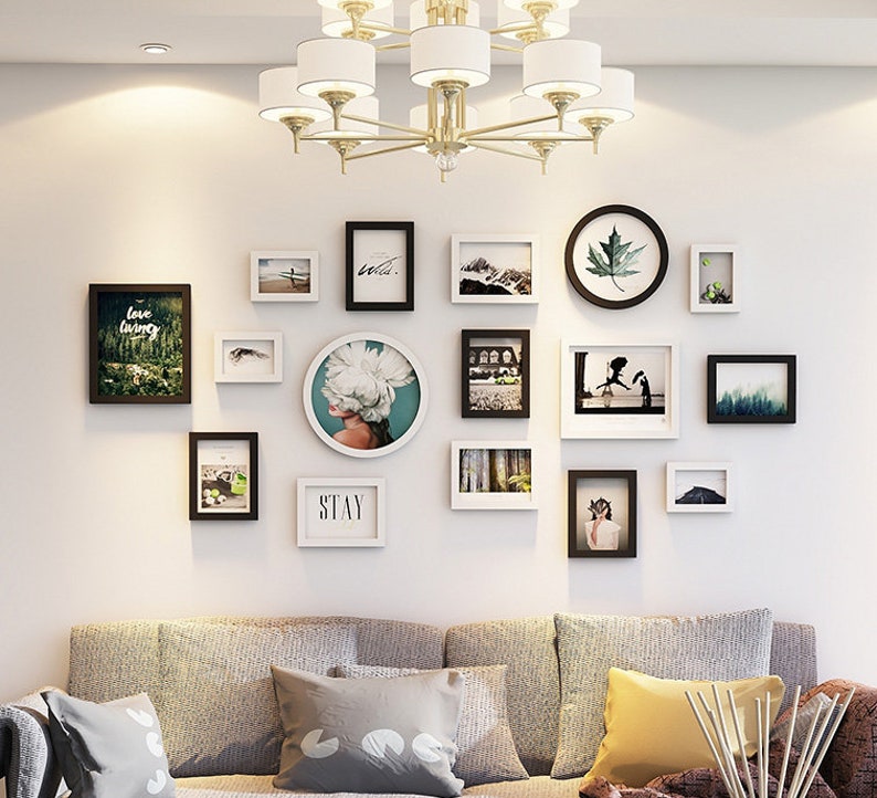 16 Pieces/set Solid Wood Picture Photo Frame Set Black White - Etsy