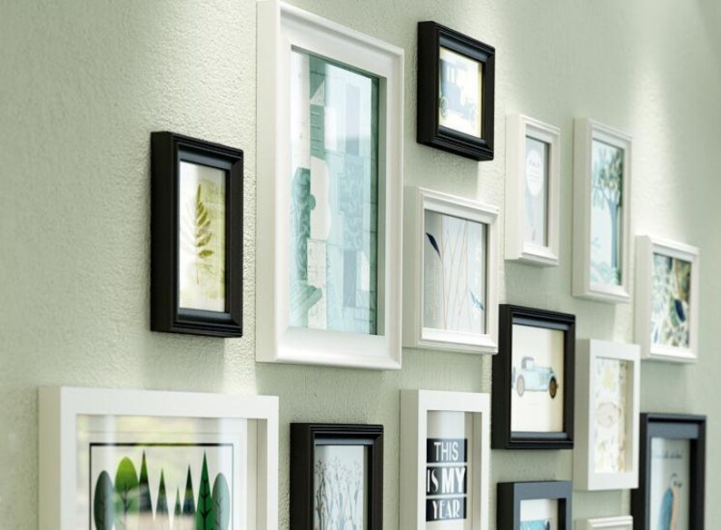 17 Pieces/set Wood Picture Photo Frame Set White Blue Mixed - Etsy