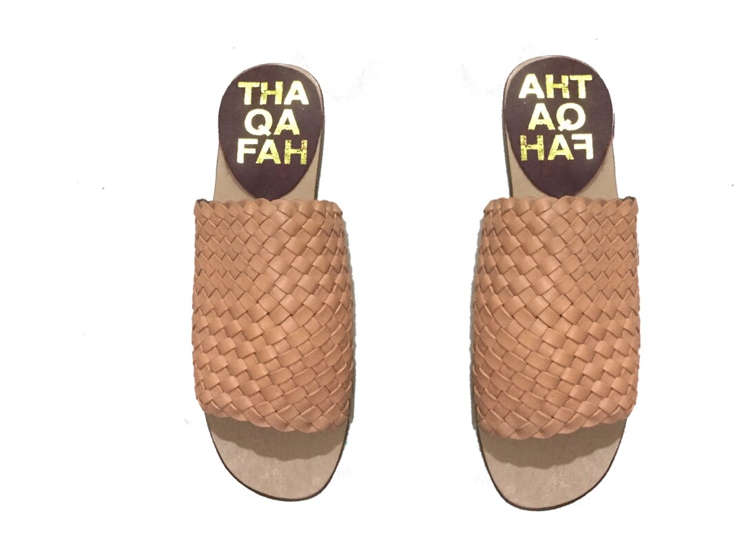 Handmade Leather Slides Slide Sandals Womens Woven Sandals - Etsy