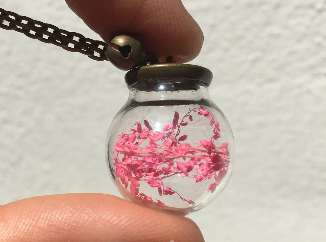 Bright Pink Necklace, Long Pink Glass Necklace, Colorful Necklace ...