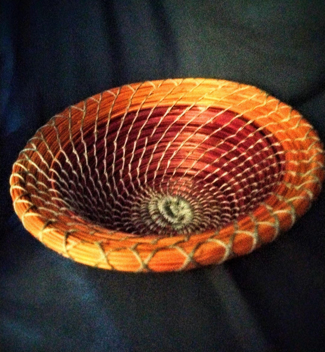 Pine Needle Coiled Basket 4-1/2 Inch - Etsy