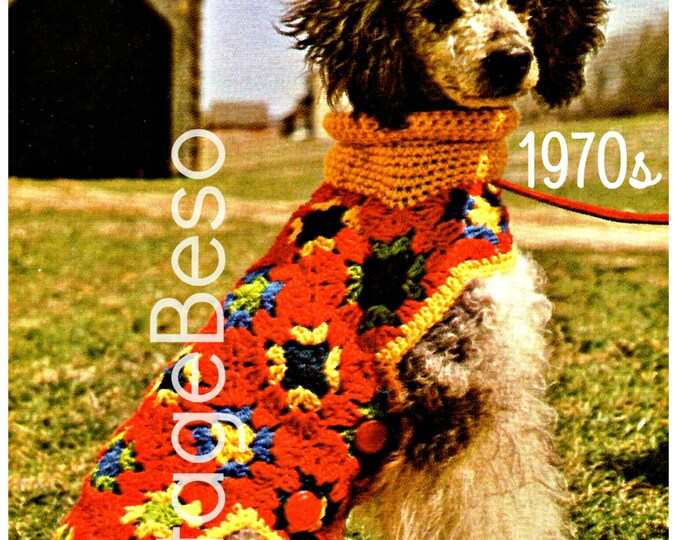 EASY Dog Coat Crochet Pattern • Vintage 1970s Granny Square Putting on ...