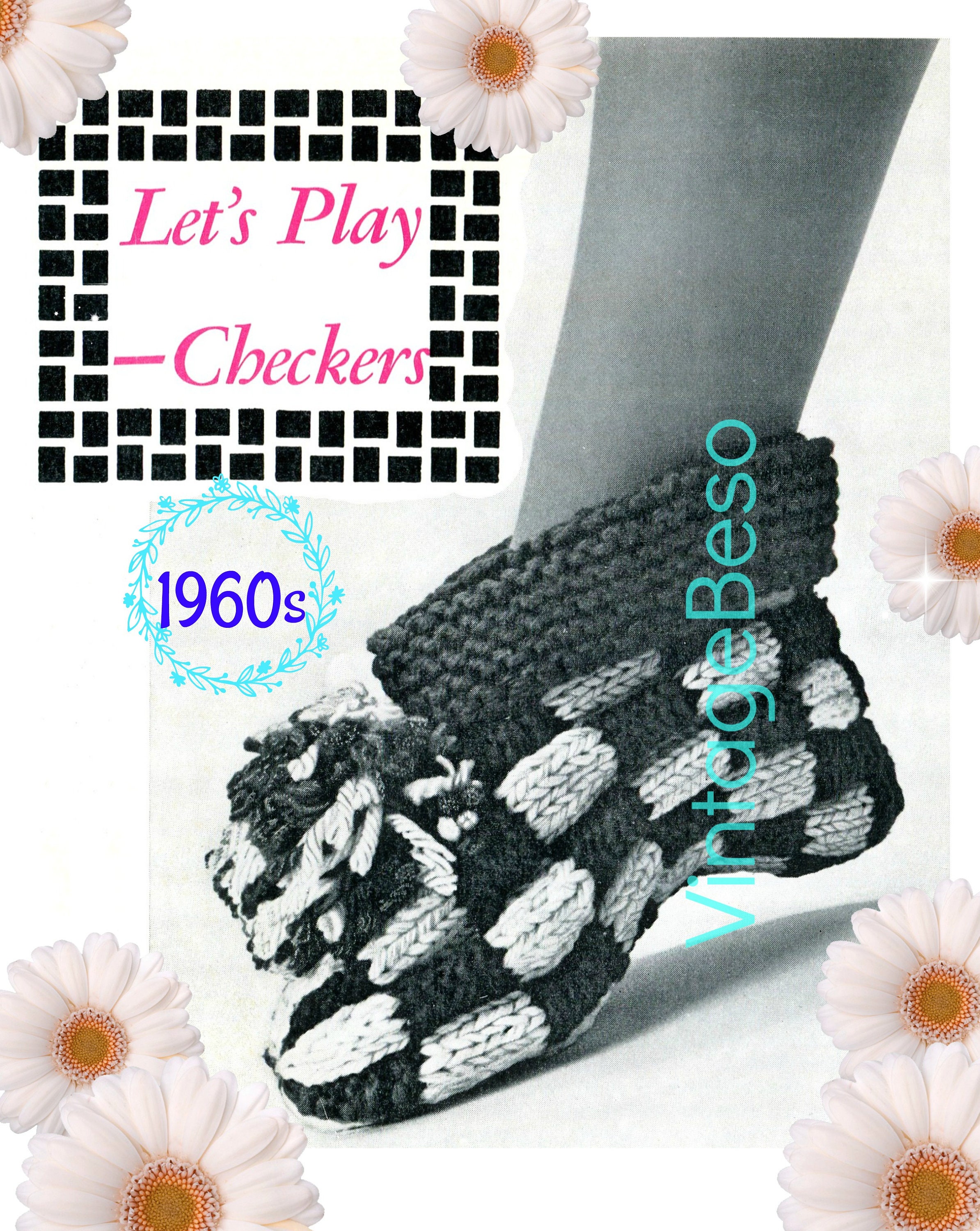 Sewing & Fiber Knitting Slippers Knitting Pattern \u2022 Checkers ...