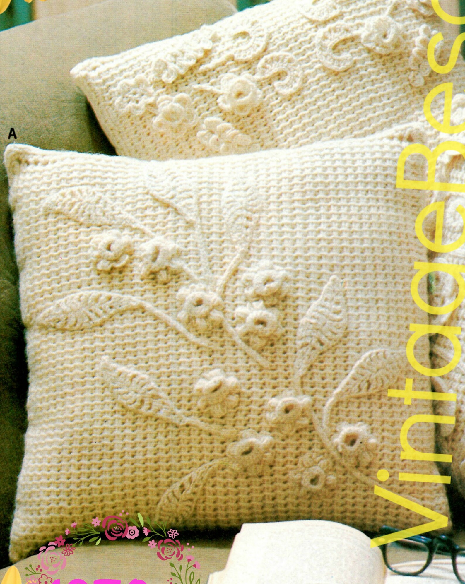 Pillow Crochet Pattern Vintage 1970s Flower Pattern Pillow - Etsy