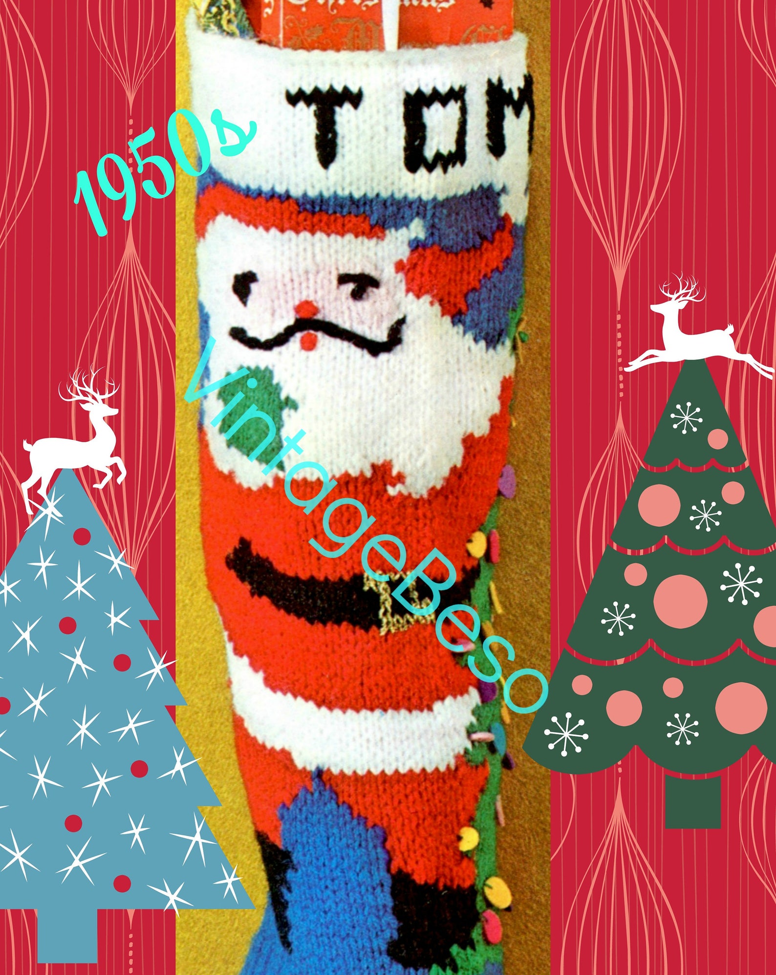 1950s Stocking Knitting Pattern Free Pattern Instant | Etsy