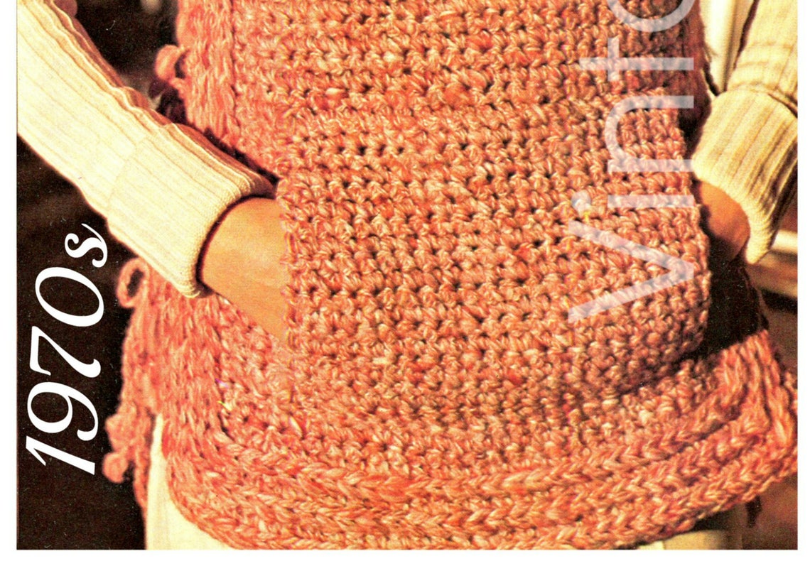 Tabard Crochet Pattern Vintage 1970s Tweedy Tabard With - Etsy