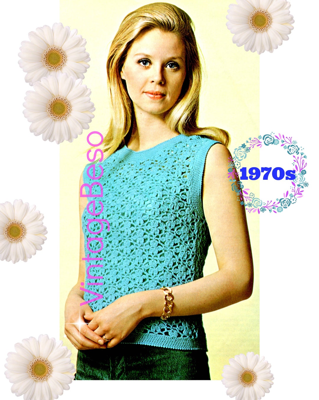 Modèle de haut au crochet Modèle au crochet vintage des années 1970 Top ...