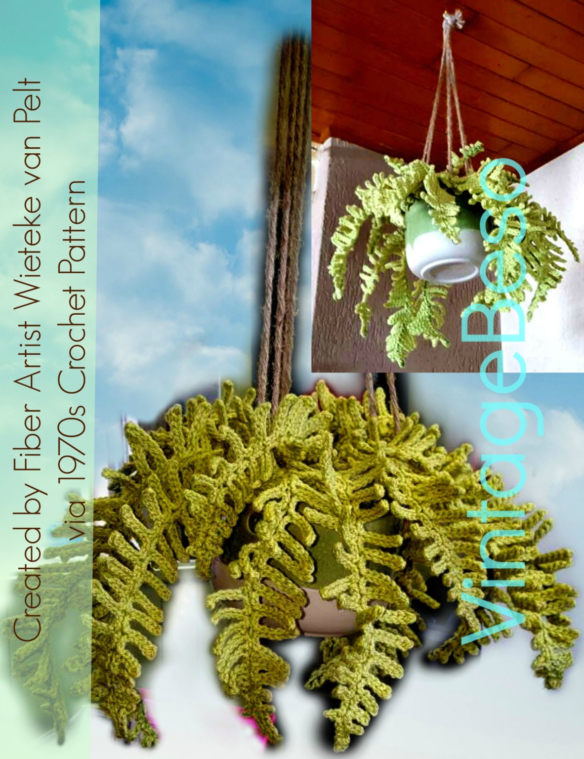 Fern Plant Crochet PATTERN • Vintage 70s Hanging Fern Plant ...