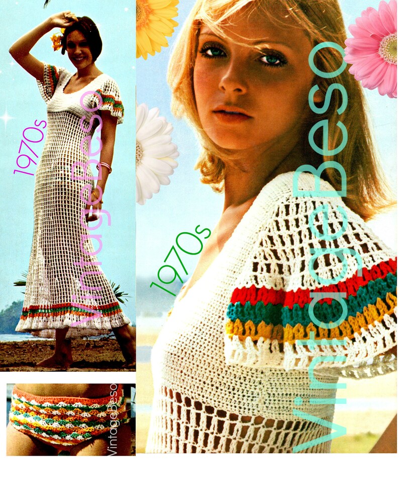 Maxi Dress Bikini Bottoms Crochet Pattern Vintage 70s Etsy